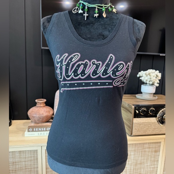 Harley-Davidson | Tops | Vintage Harley Davidson Pink Sparkle Letter ...